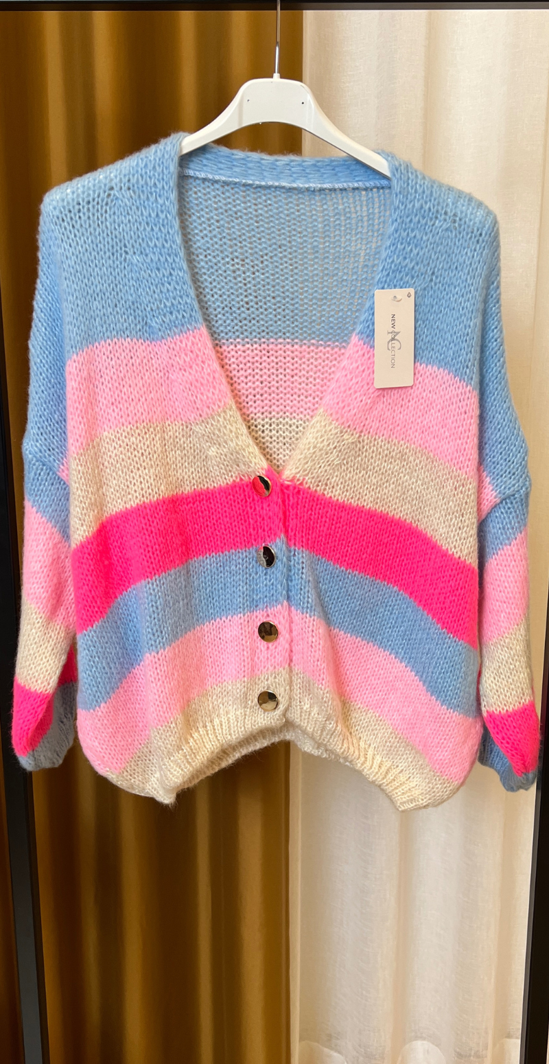 Evelina cardigan med guldknapper lysblå LikeLondon